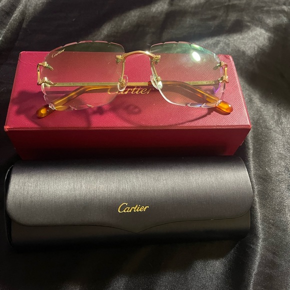 Cartier | Other | Cartier Rimless Sunglasses With Gold And Brown ...